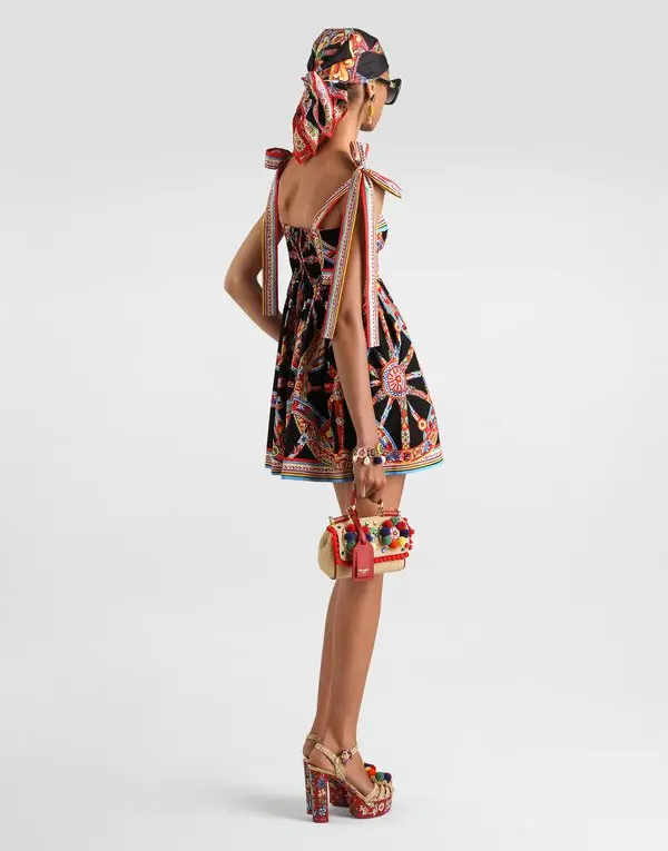 Dolce & Gabbana Carretto-print Poplin Dress Dresses Multi-colored
