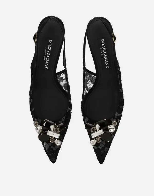 Dolce & Gabbana Rainbow Lace Slingbacks - Black