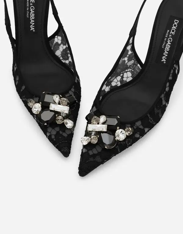 Dolce & Gabbana Rainbow Lace Slingbacks - Black