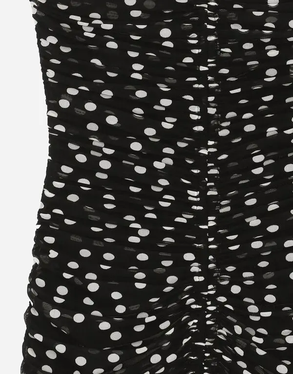 Dolce & Gabbana Draped Polka-dot Tulle Mini Dress