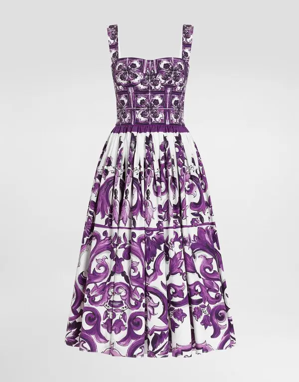 Dolce & Gabbana Majolica-print Poplin Dress Dresses - Multicolor