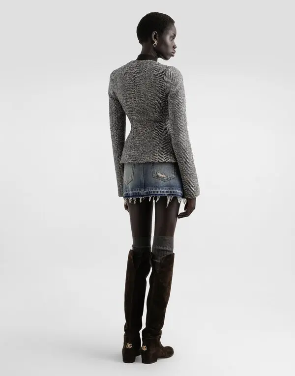 Dolce & Gabbana Single-breasted Jacket In Wool Chevron Blazers