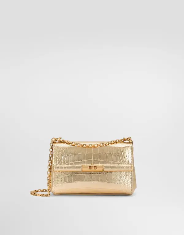 Dolce & Gabbana Lizard Skin Marlene Shoulder Bag - Gold