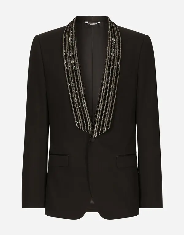Dolce & Gabbana Single-breasted Jacket With Embroidered Shawl Collar Suits And Blazers Multi-colored