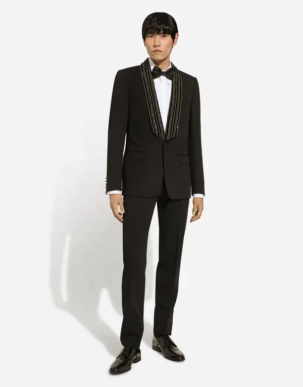 Dolce & Gabbana Single-breasted Jacket With Embroidered Shawl Collar Suits And Blazers Multi-colored
