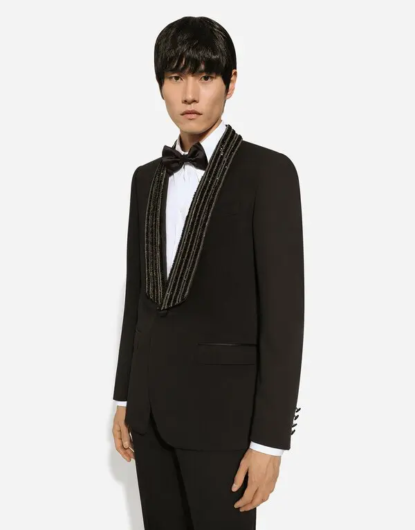 Dolce & Gabbana Single-breasted Jacket With Embroidered Shawl Collar Suits And Blazers Multi-colored