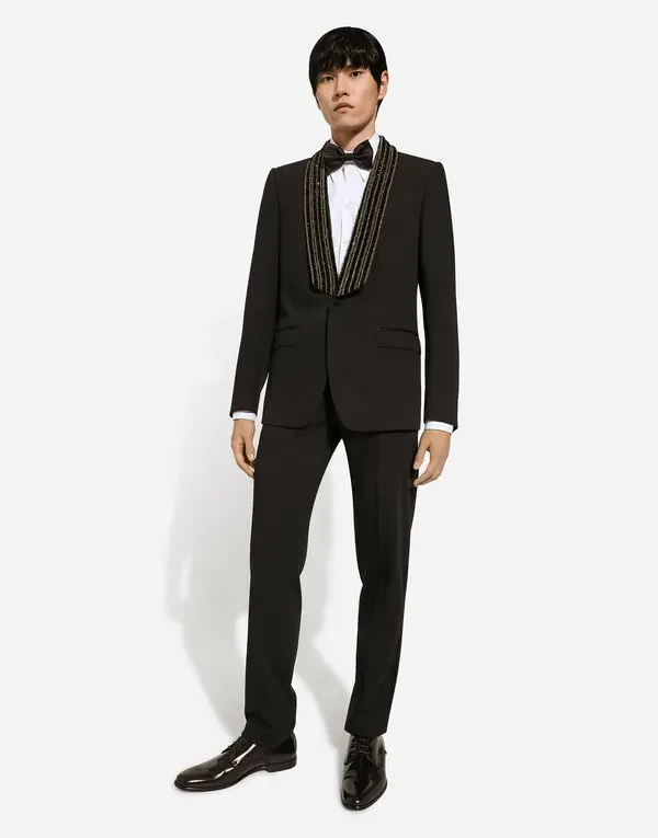 Dolce & Gabbana Single-breasted Jacket With Embroidered Shawl Collar Suits And Blazers Multi-colored
