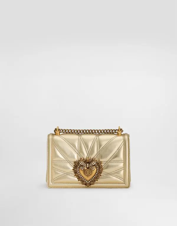 Dolce & Gabbana Medium Devotion Bag In Quilted Nappa Leather Shoulder And Crossbody Bags Leather - Gold