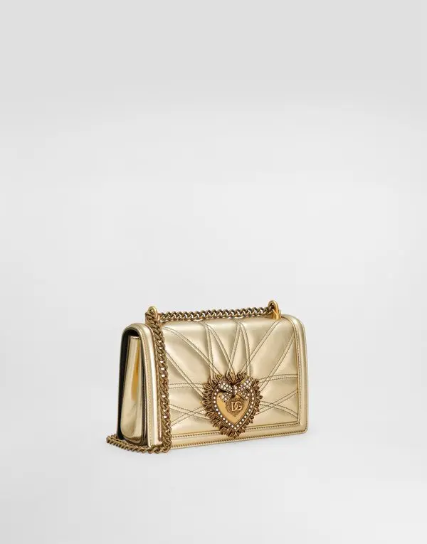 Dolce & Gabbana Medium Devotion Bag In Quilted Nappa Leather Shoulder And Crossbody Bags Leather - Gold