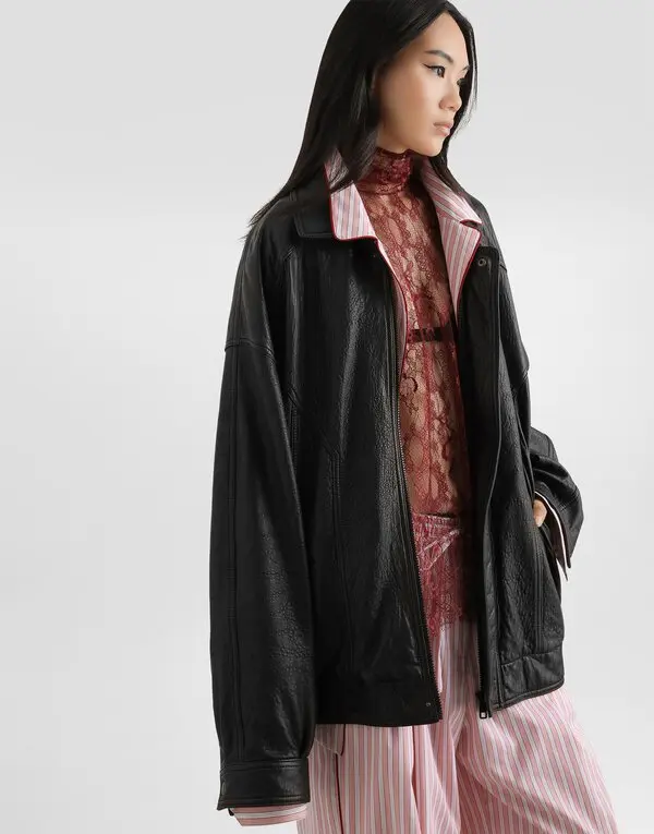 Dolce & Gabbana Single-breasted Leather Jacket Coats And Jackets