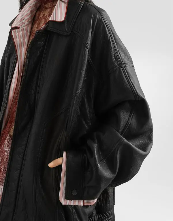Dolce & Gabbana Single-breasted Leather Jacket Coats And Jackets