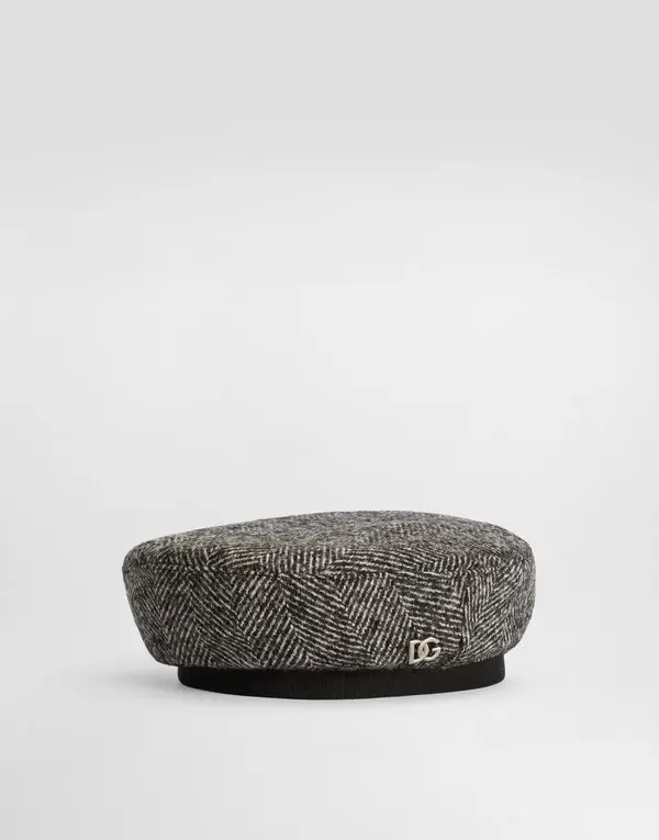 Dolce & Gabbana Wool Blend Chevron Beret Accessories
