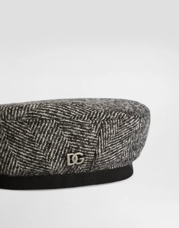 Dolce & Gabbana Wool Blend Chevron Beret Accessories