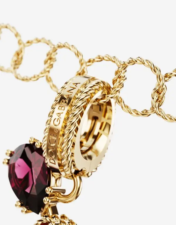 Dolce & Gabbana 18kt Yellow Alphabet Charm With Multicolored Gemstones - Gold