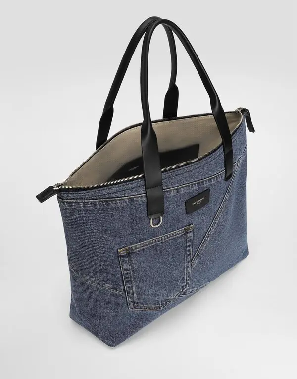 Dolce & Gabbana Medium Shopper In Patchwork Denim Shoppers