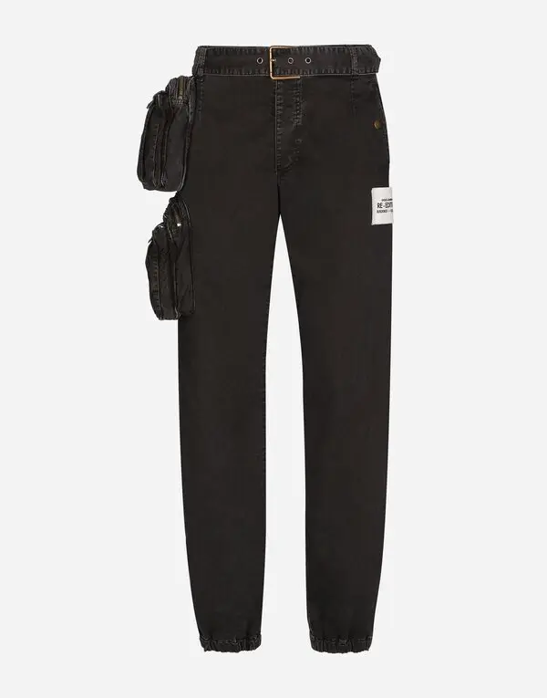 Dolce & Gabbana Garment-dyed Stretch Cotton Belted Cargo Pants