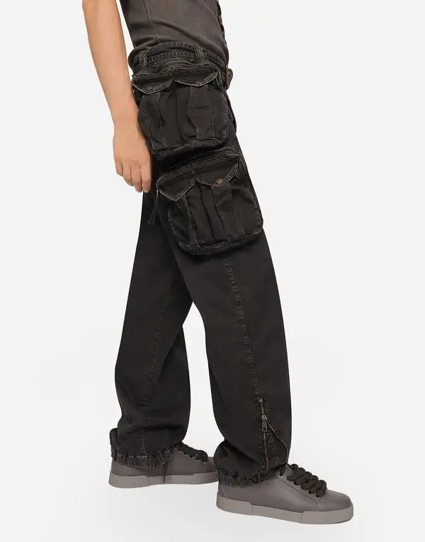 Dolce & Gabbana Garment-dyed Stretch Cotton Belted Cargo Pants
