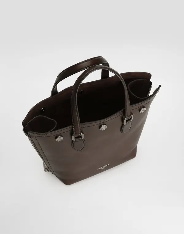 Dolce & Gabbana Atene Shopping Bag In Tempesta Calfskin