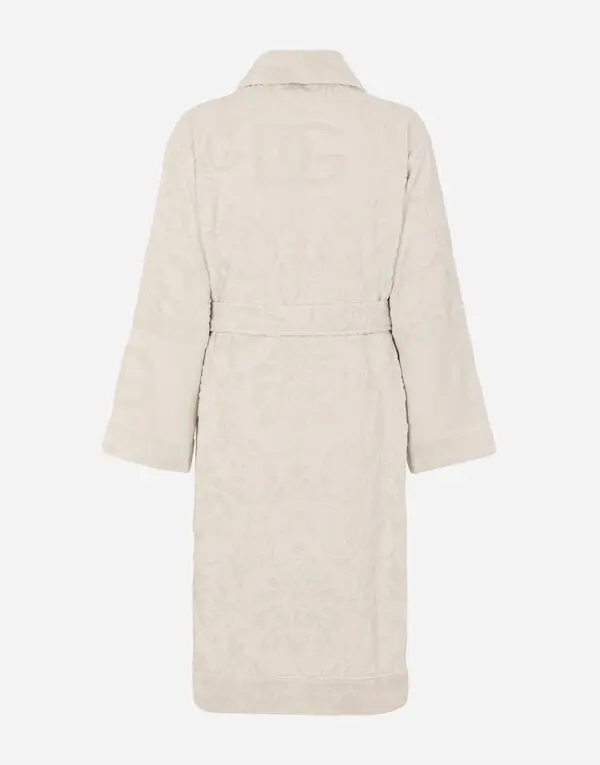 Dolce & Gabbana Bathrobe In Terry Cotton Jacquard Monochrome Bathrobes