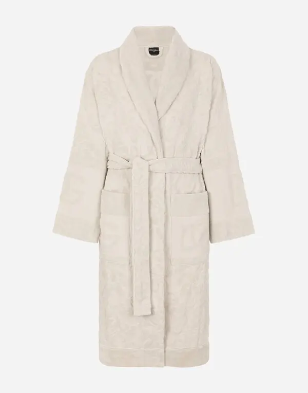 Dolce & Gabbana Bathrobe In Terry Cotton Jacquard Monochrome Bathrobes - Multicolor