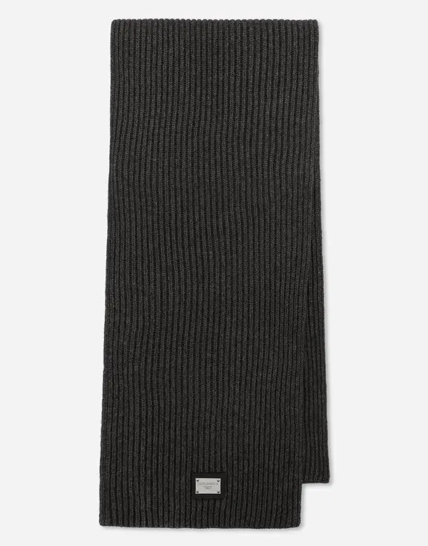 Dolce & Gabbana Wool Scarf With Dg Patch Scarves And Silks Gray Wool