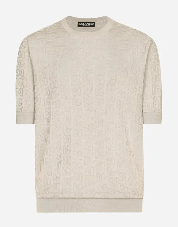 Dolce & Gabbana Dg Logo Silk Jacquard Sweater - Beige