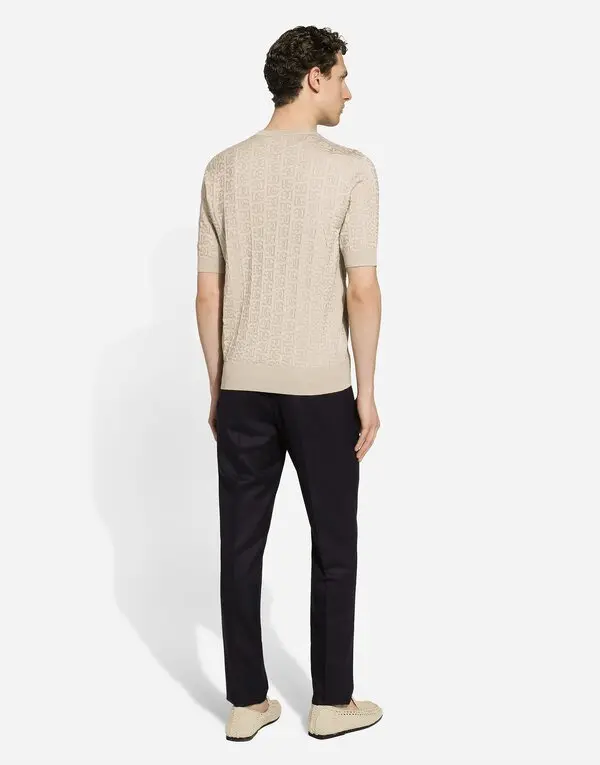 Dolce & Gabbana Dg Logo Silk Jacquard Sweater - Beige
