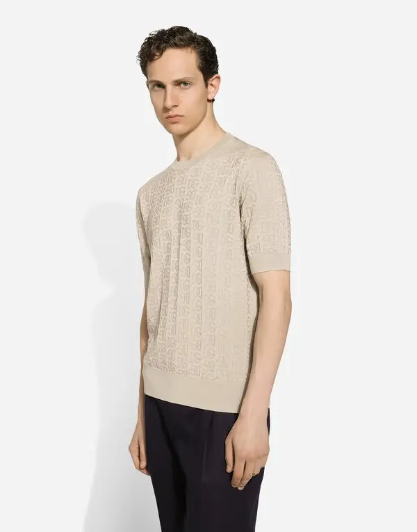 Dolce & Gabbana Dg Logo Silk Jacquard Sweater - Beige