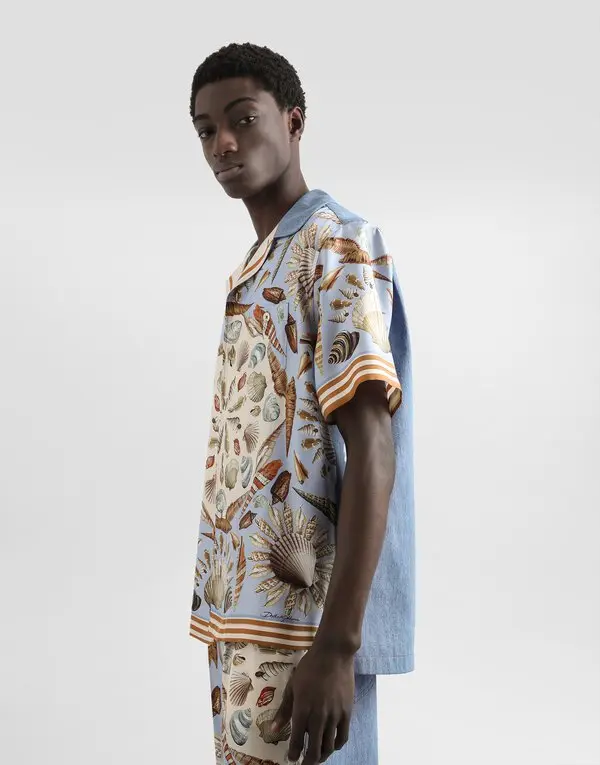 Dolce & Gabbana Silk And Cotton Denim Shirt Denim Multi-colored