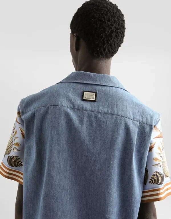 Dolce & Gabbana Silk And Cotton Denim Shirt Denim Multi-colored