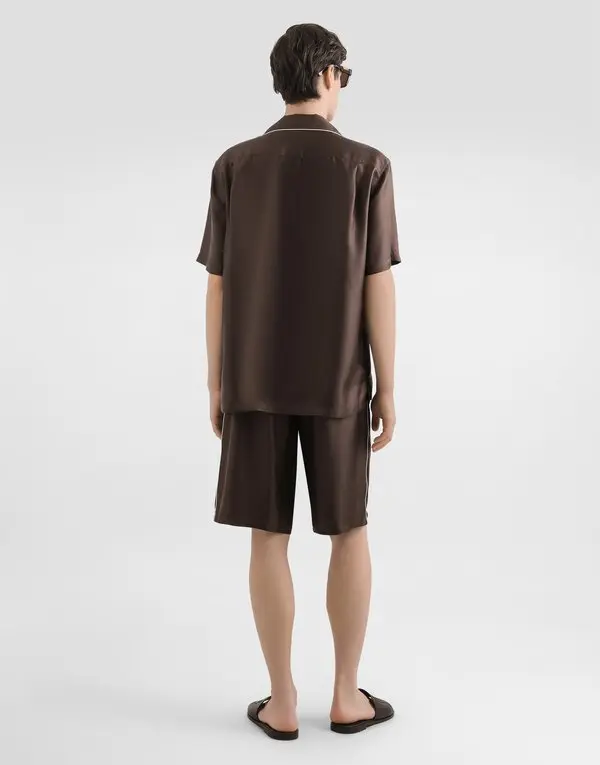 Dolce & Gabbana Hawaii Silk Twill Shirt Shirts - Brown