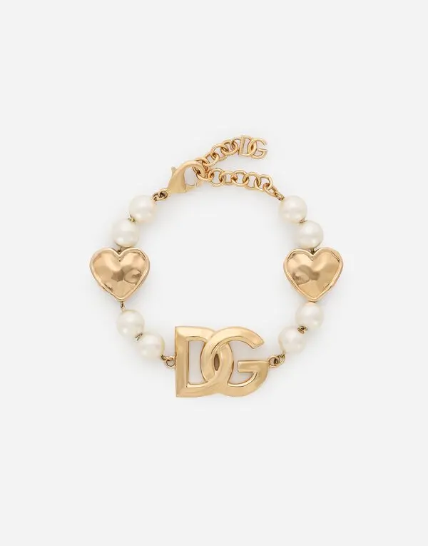 Dolce & Gabbana Bracelet With Hearts And Dg Logo Bijoux Metal - Gold