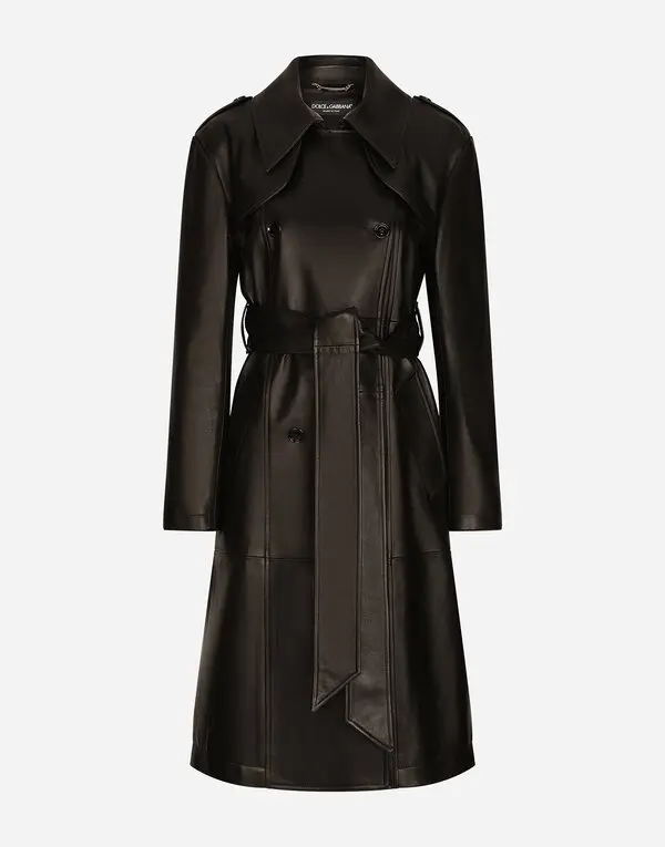 Dolce & Gabbana Single-breasted Leather Trench Coat - Black
