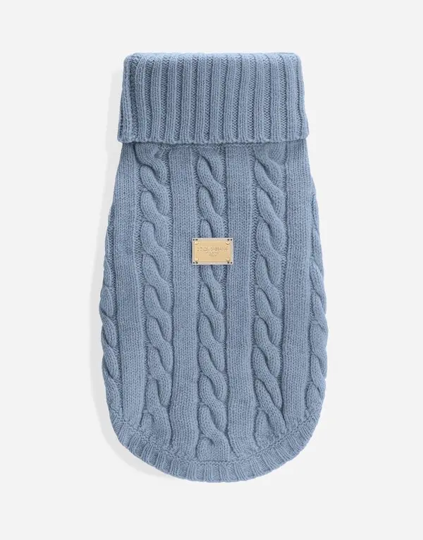 Dolce & Gabbana Wool Dog Sweater Dog Accessories Light Blue