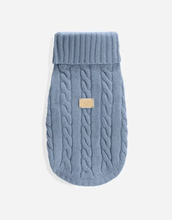 Dolce & Gabbana Wool Dog Sweater Dog Accessories Light Blue