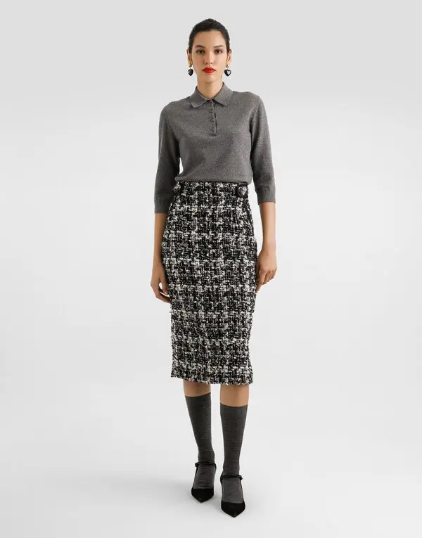 Dolce & Gabbana Cashmere Polo Sweater Sweaters And Cardigans Gray