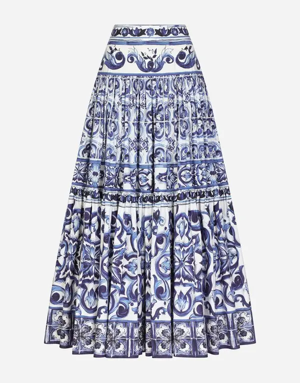 Dolce & Gabbana Majolica-print Poplin Maxi Skirt