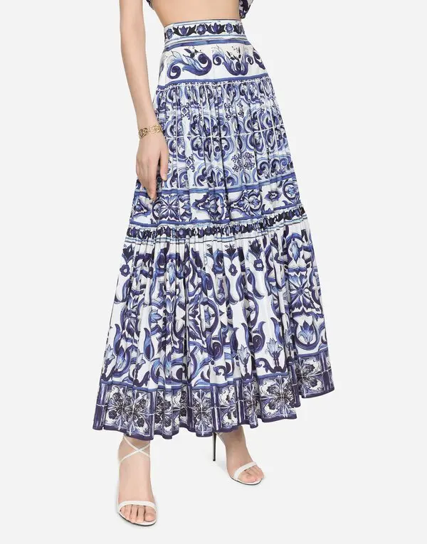 Dolce & Gabbana Majolica-print Poplin Maxi Skirt