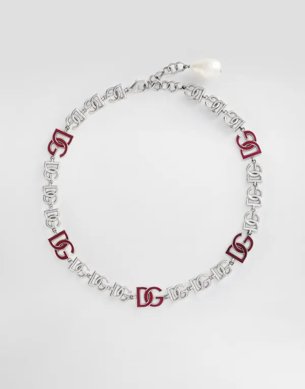 Dolce & Gabbana Short Necklace With Dg Multi-logo Bijoux Metal - Silver