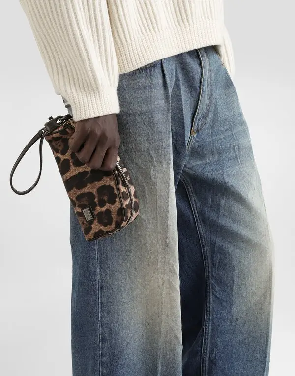 Dolce & Gabbana Leopard- Nylon Necessaire Briefcase And Clutches Animal