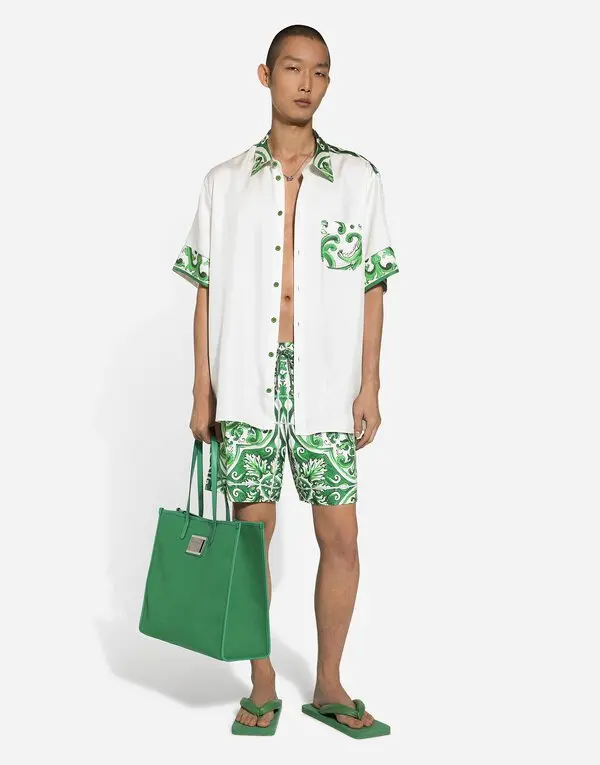 Dolce & Gabbana Majolica- Nylon Swim Trunks