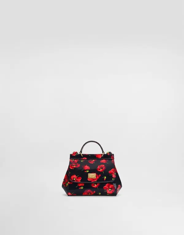 Dolce & Gabbana Sicily Bag In Poppy-print Patent Leather - Multicolor