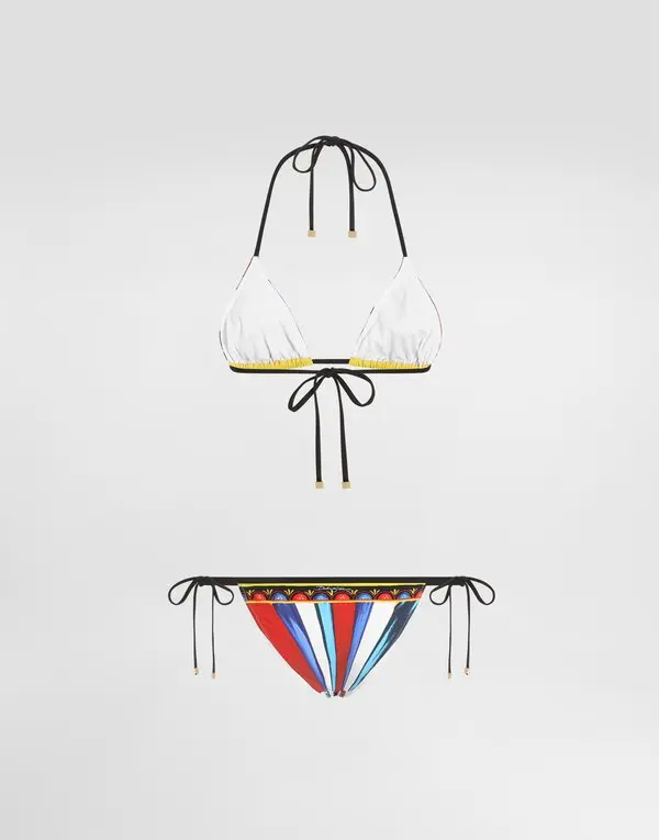 Dolce & Gabbana Carretto-print Triangle Bikini Swimwear
