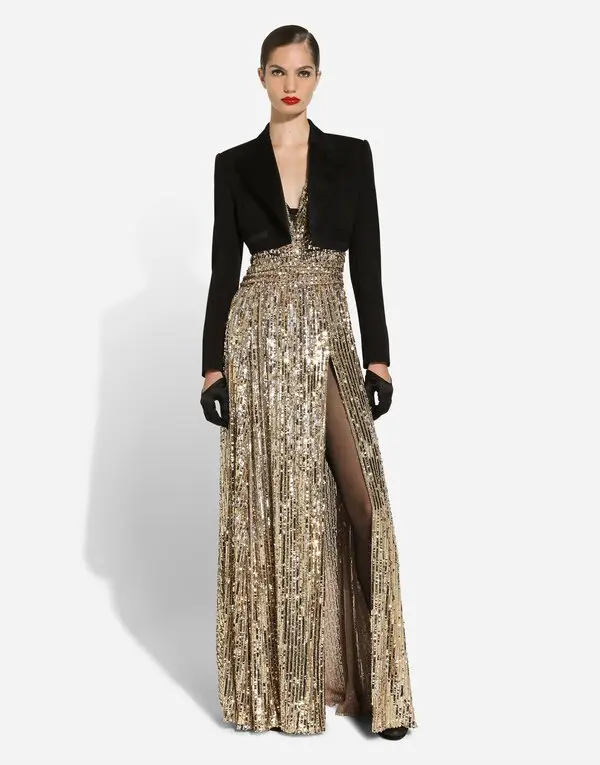 Dolce & Gabbana Long Sequined Dress With Slit Dresses