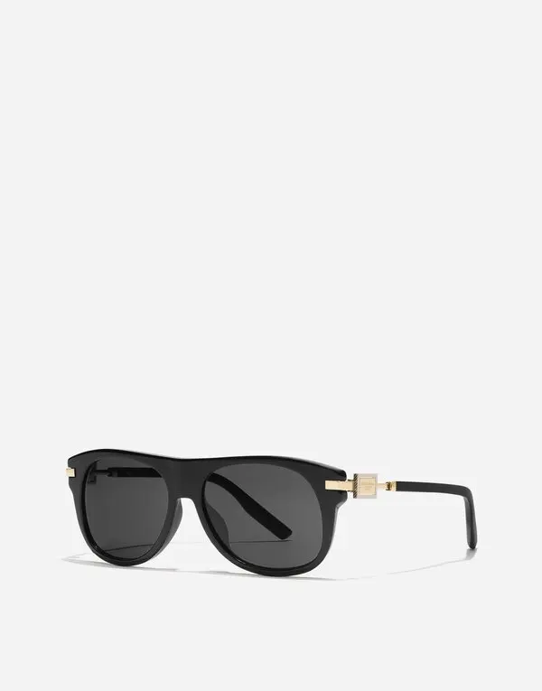 Dolce & Gabbana Metal Plaque Acetate Sunglasses - Black