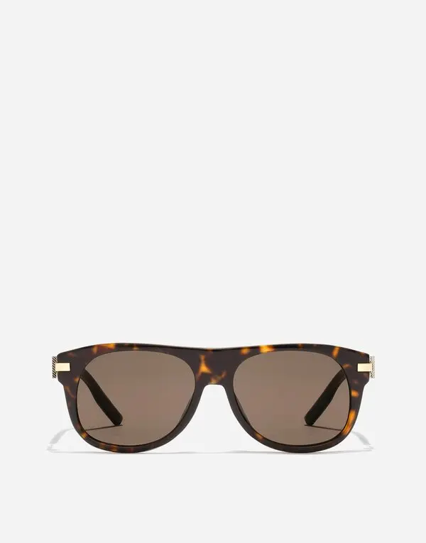 Dolce & Gabbana Metal Plaque Acetate Sunglasses - Brown