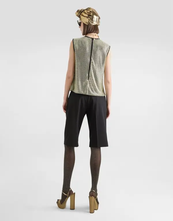 Dolce & Gabbana Sleeveless Crystal Mesh Blouse