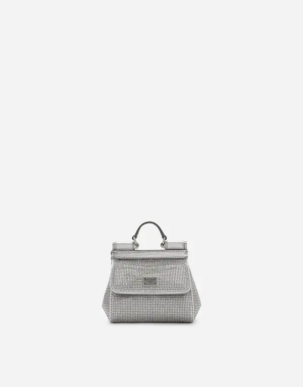 Dolce & Gabbana Mini Satin Sicily Bag With Fusible Rhinestones Clutches And Mini Bags Viscose - Silver