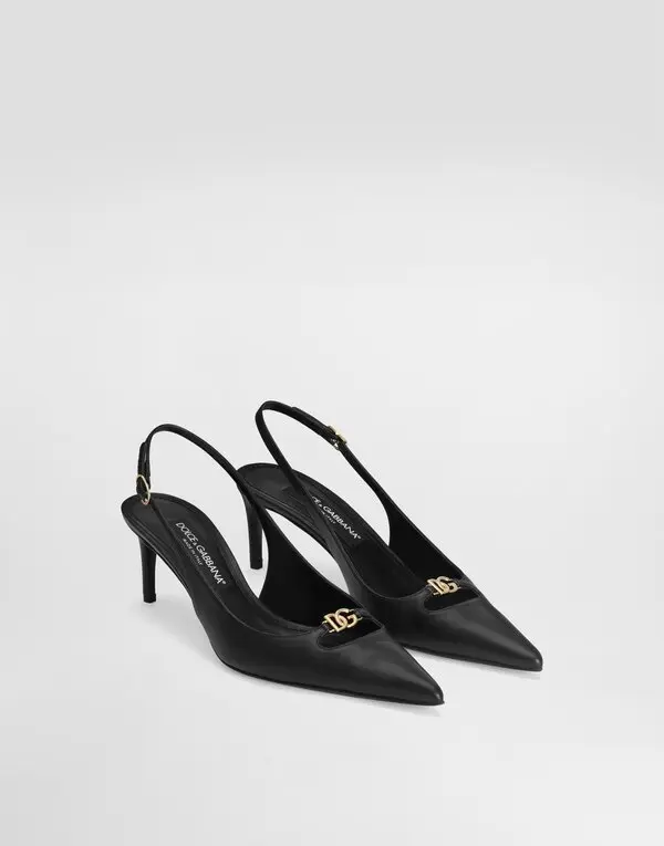 Dolce & Gabbana Lollo Silk Nappa Leather Slingback Pumps And Slingback