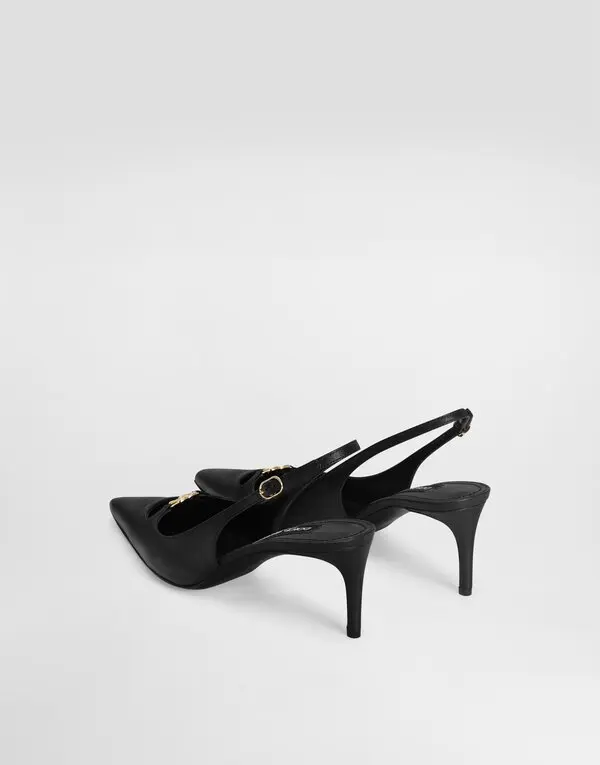 Dolce & Gabbana Lollo Silk Nappa Leather Slingback Pumps And Slingback
